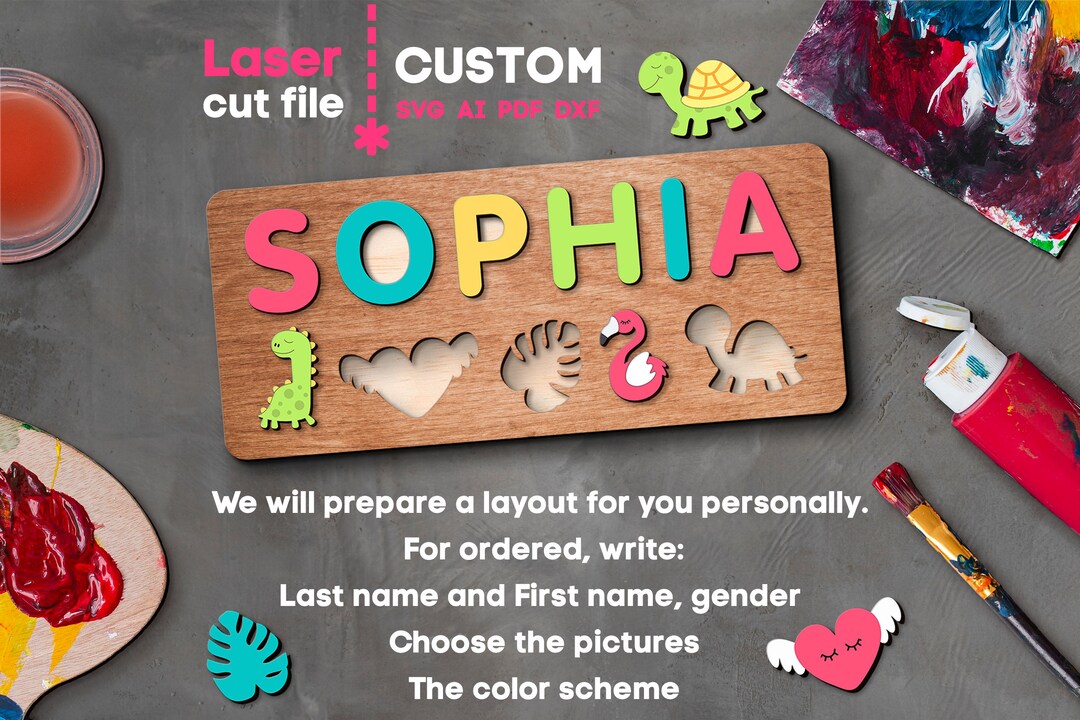 Custom Baby Name Puzzle SVG Bundle. Laser Cut File for Glowforge ...