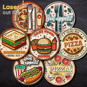 Fast Food SVG Bundle. Laser Cut File for Glowforge, Pizza Hot Dog ...