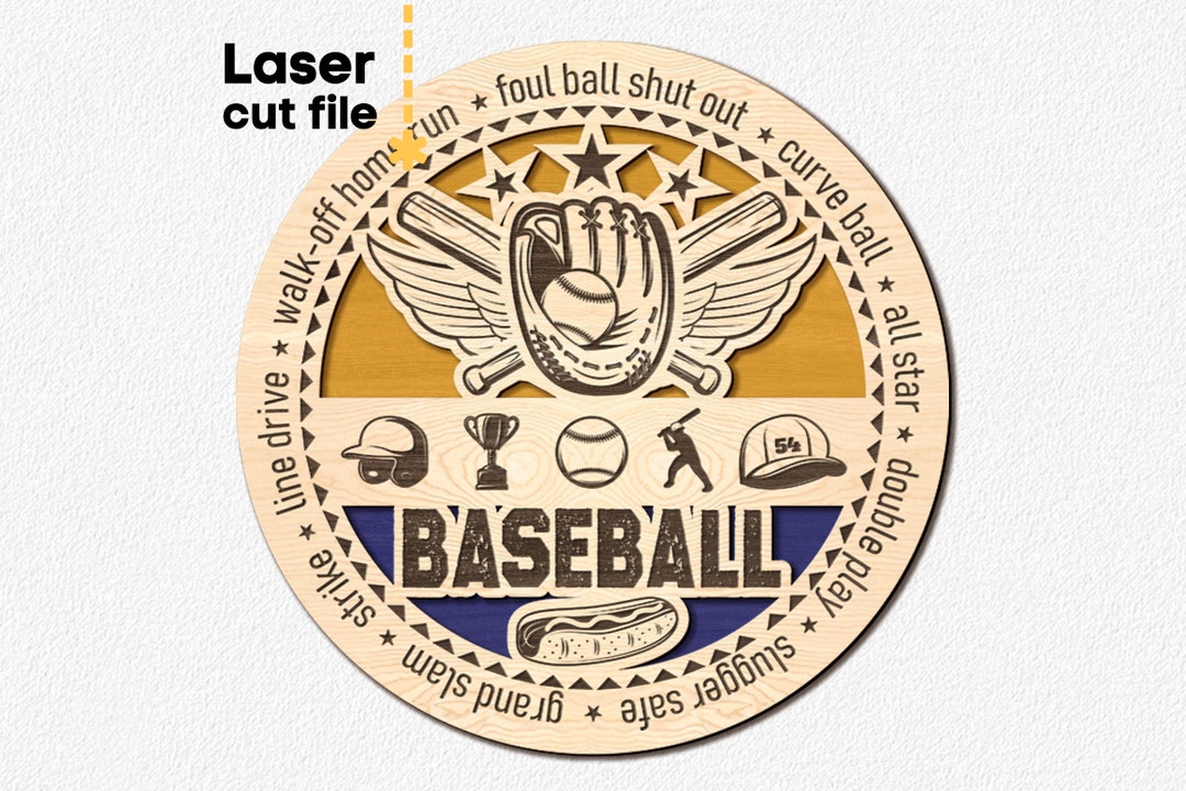 Baseball SVG Laser Cut File for Glowforge Sport Monogram Stadium ...