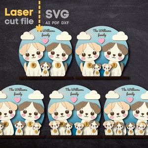 Dog Family Statuette SVG. Laser Cut File for Glowforge Cricut ...