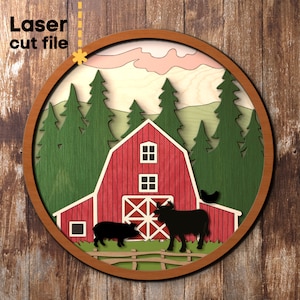 Barn House SVG. Laser Cut File for Glowforge, Farm Animal Cow Farmhouse ...