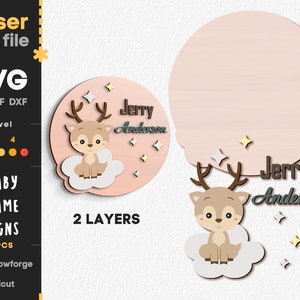 Baby Name Sign SVG Bundle. Laser Cut File for Glowforge Set - Etsy