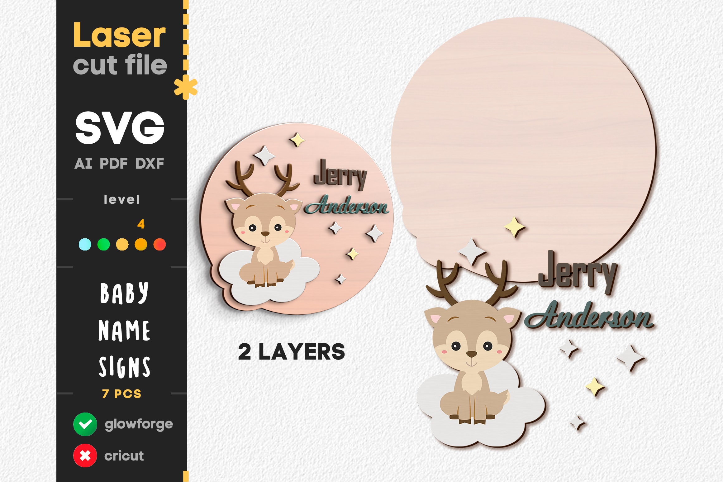 Baby Name Sign SVG Bundle. Laser Cut File for Glowforge Set - Etsy UK