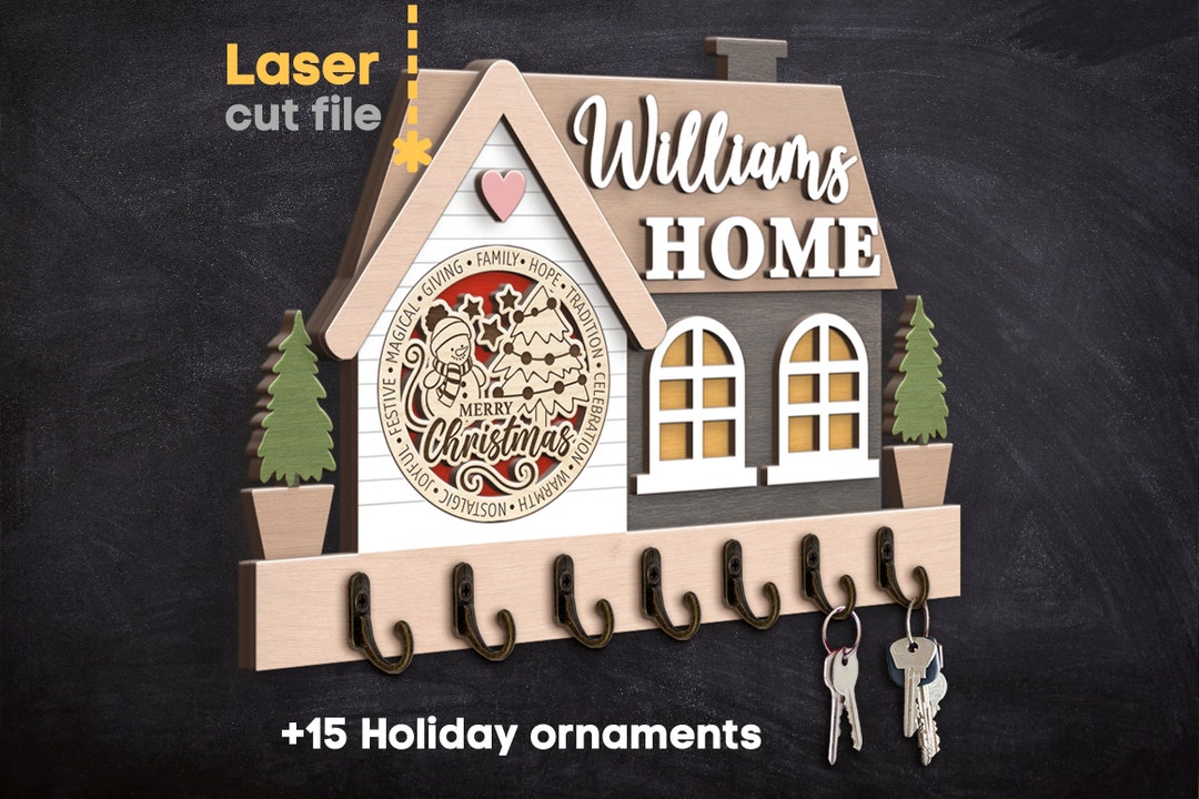 Key Holder SVG Bundle. Laser Cut File for Glowforge, Key Hanger With ...