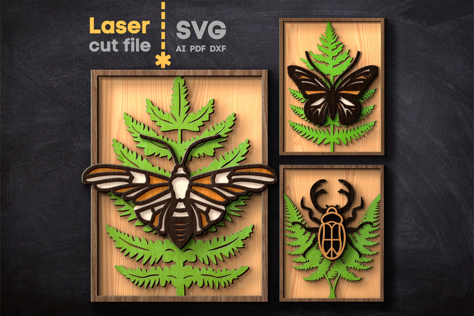 Insects SVG Bundle. Laser Cut File for Glowforge, Scarab Butterfly Moth ...