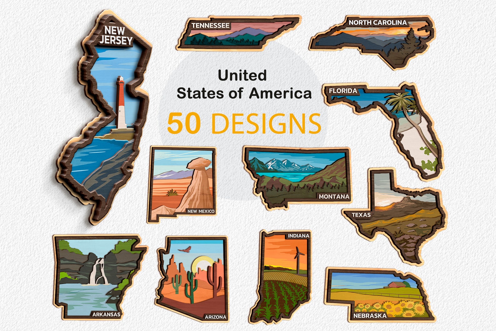 50 American States Bundle SVG. Laser Cut File for Glowforge Cricut ...