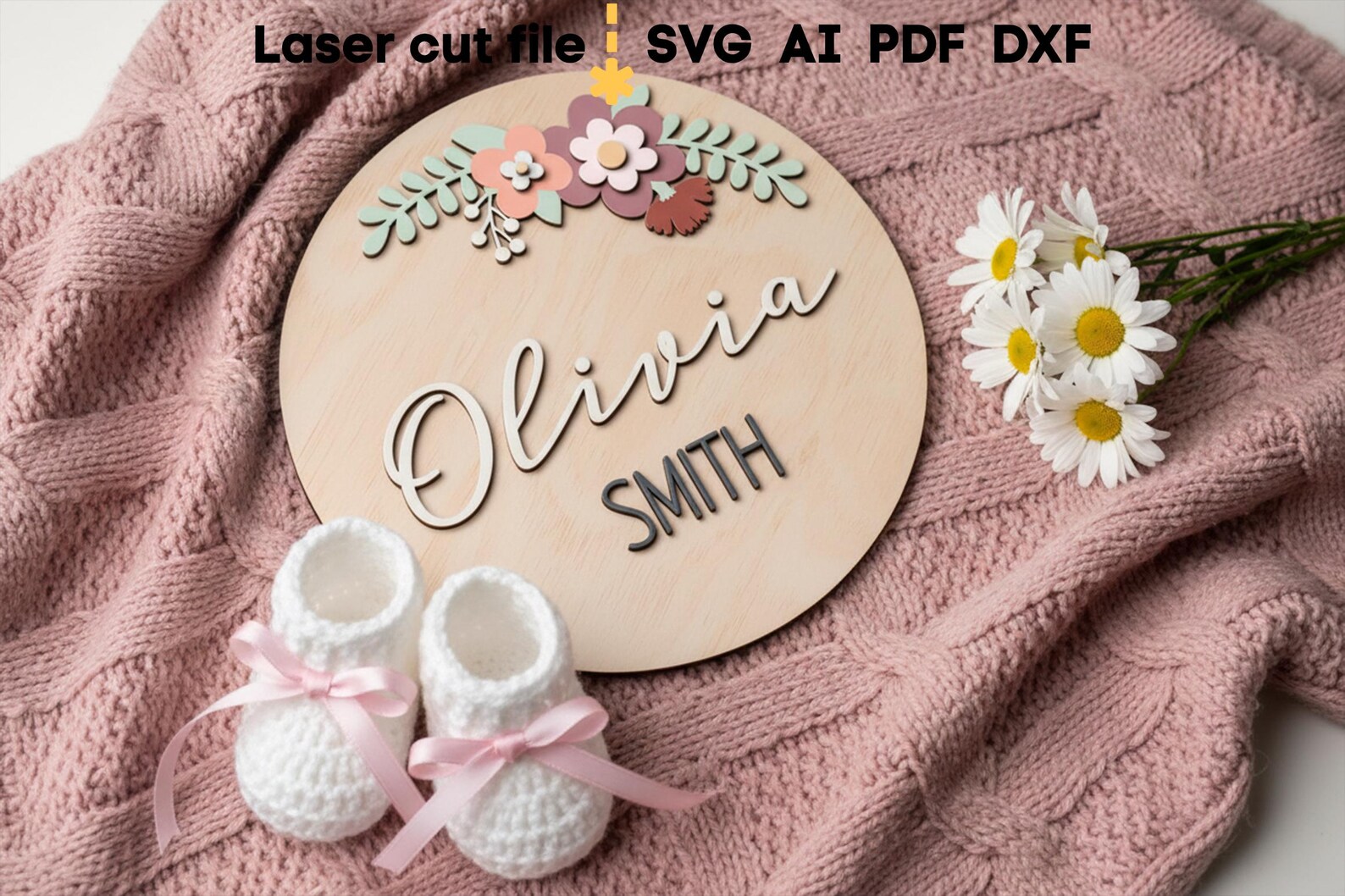 Baby Name Sign SVG Bundle. Laser Cut File for Glowforge, Set Nursery ...