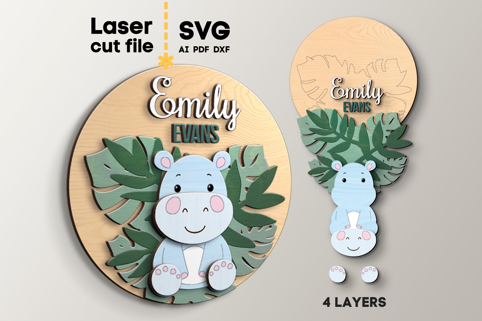 Baby Name Sign SVG Bundle. Laser Cut File for Glowforge, Jungle Baby ...