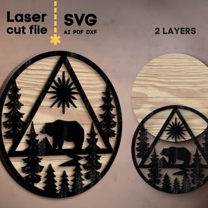 Nature Sign SVG Bundle. Laser Cut File for Glowforge, Forest Bear Moth ...