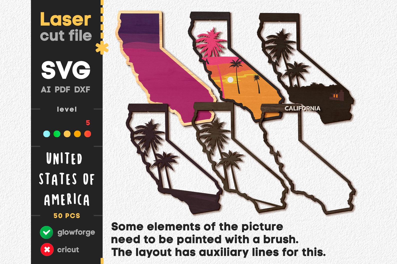 50 American States Bundle SVG. Laser Cut File for Glowforge Cricut ...