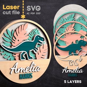 Dinosaur Baby Name Sign SVG Bundle. Laser Cut File for Glowforge ...