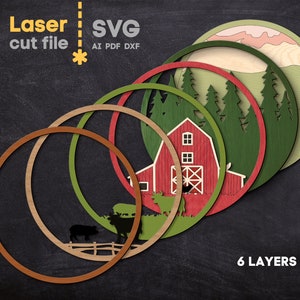 Barn House SVG. Laser Cut File for Glowforge, Farm Animal Cow Farmhouse ...