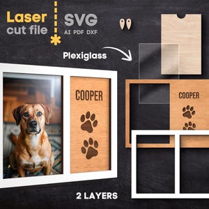 Pet Photo Frames SVG Bundle. Laser Cut File for Glowforge, Cat Dog Name ...