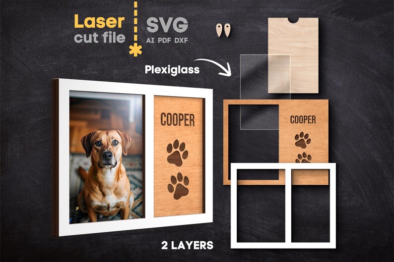 Pet Photo Frames SVG Bundle. Laser Cut File for Glowforge, Cat Dog Name ...