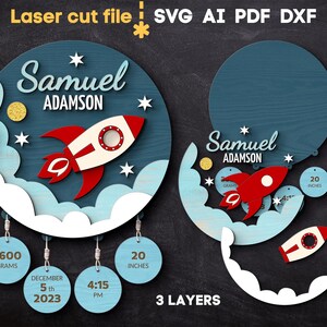Space Baby Name Sign SVG Bundle. Laser Cut File for Glowforge, Birth ...