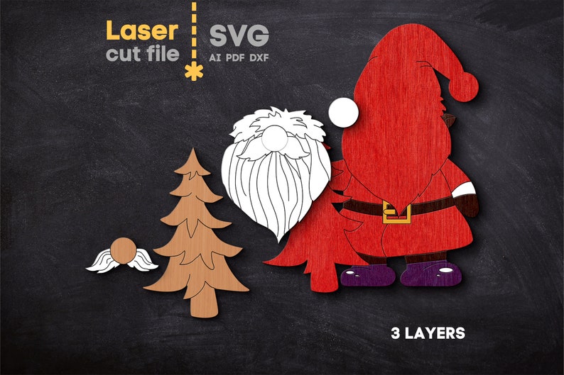 Santa Claus SVG Bundle. Laser Cut File for Glowforge, Christmas Tree ...