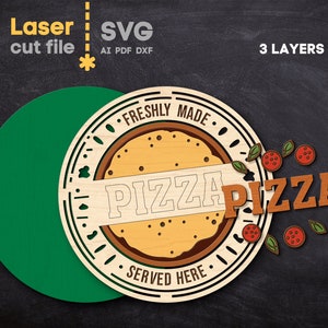 Pizza SVG. Laser Cut File for Glowforge, Fast Food, Freshly Made ...