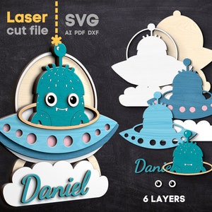 Aliens Baby Name Sign SVG Bundle. Laser Cut File for Glowforge ...