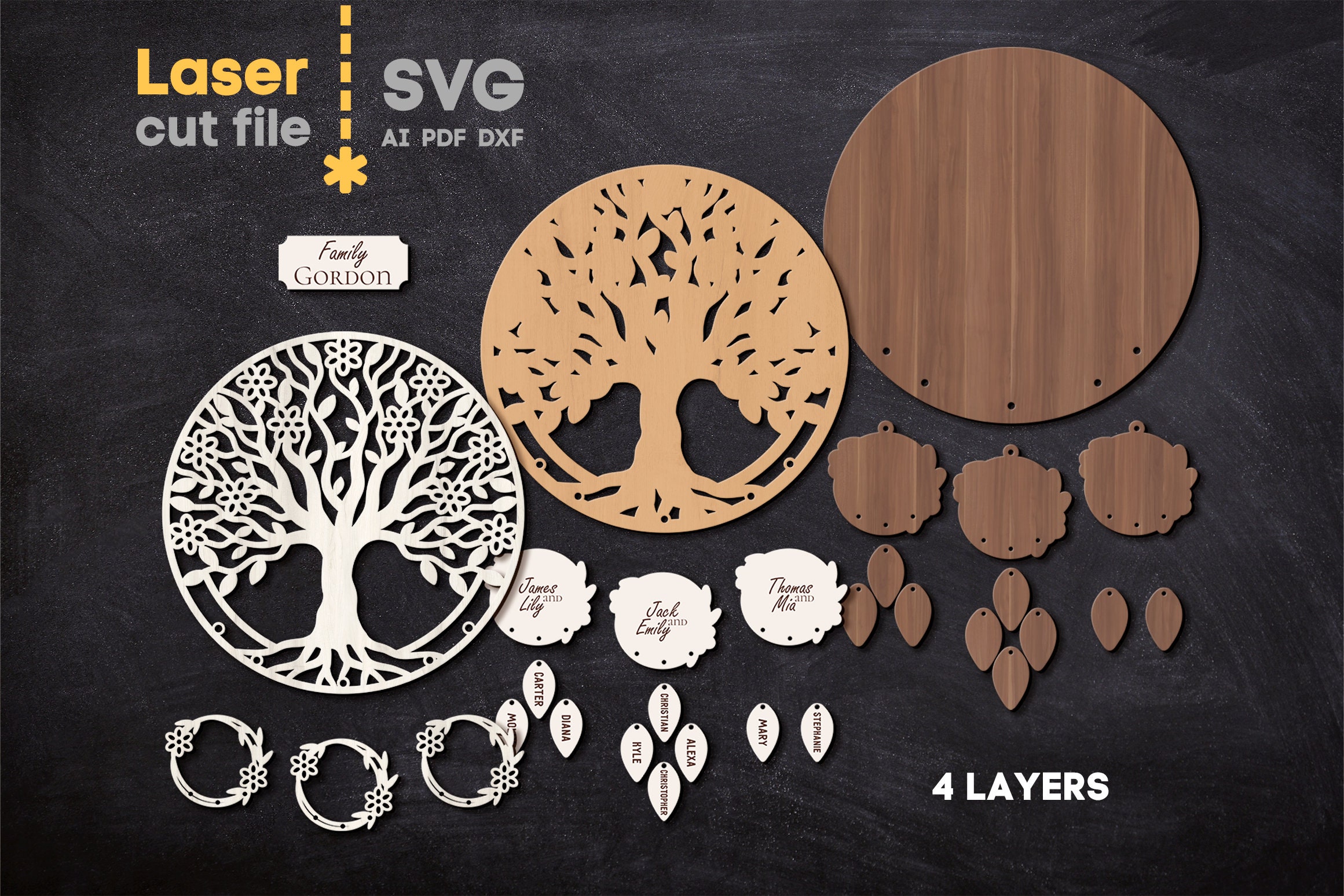 Family Tree SVG. Laser Cut File for Glowforge Mother's - Etsy UK