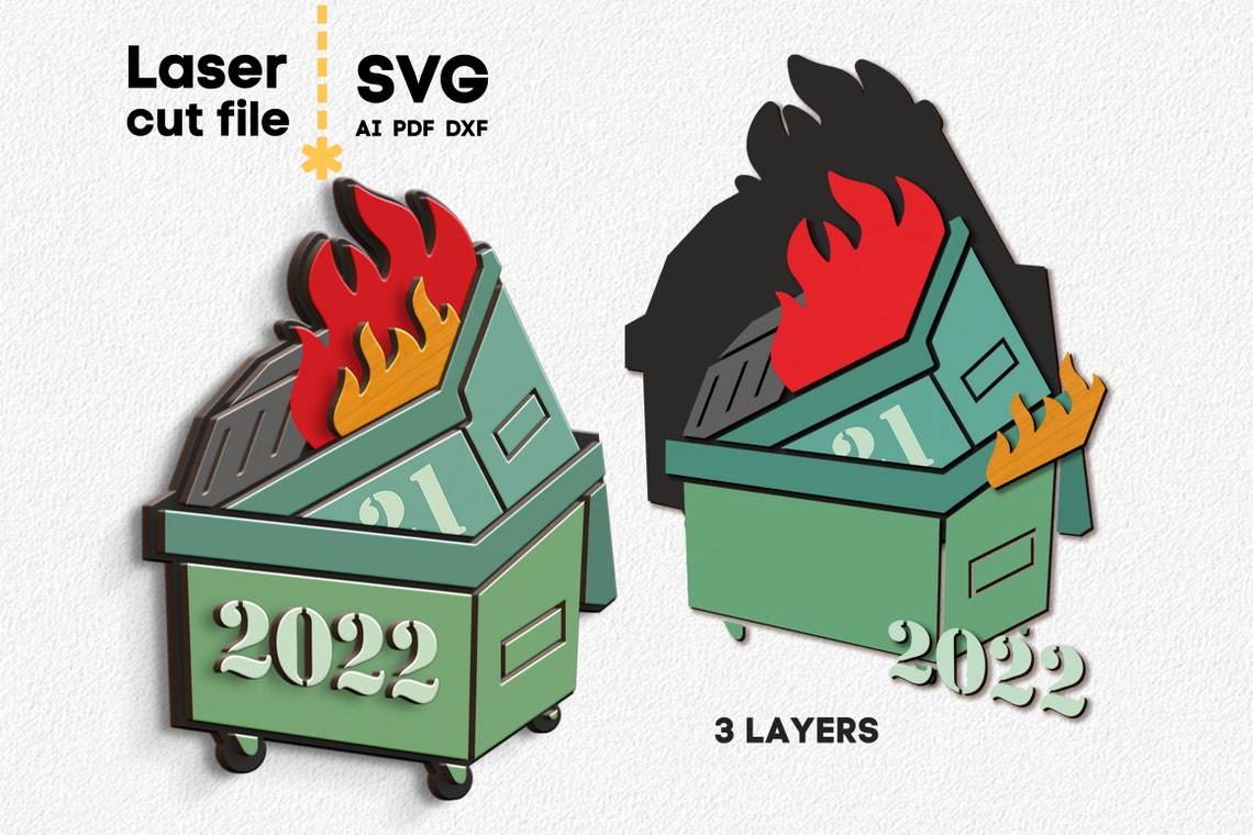 Dumpster Fire SVG. Laser Cut File for Glowforge Cricut. Merry - Etsy