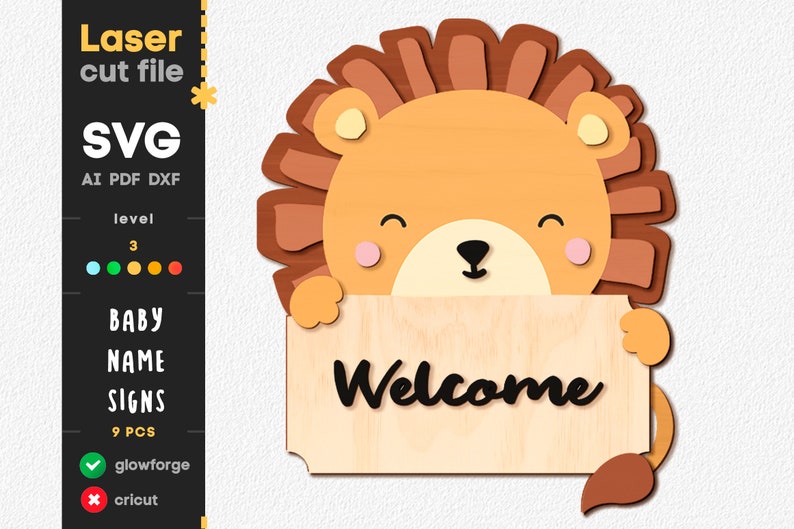 Baby Name Sign SVG Bundle. Laser Cut File for Glowforge Set - Etsy