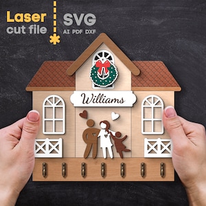 Family Key Holder SVG Bundle. Laser Cut File for Glowforge, Key Hanger ...