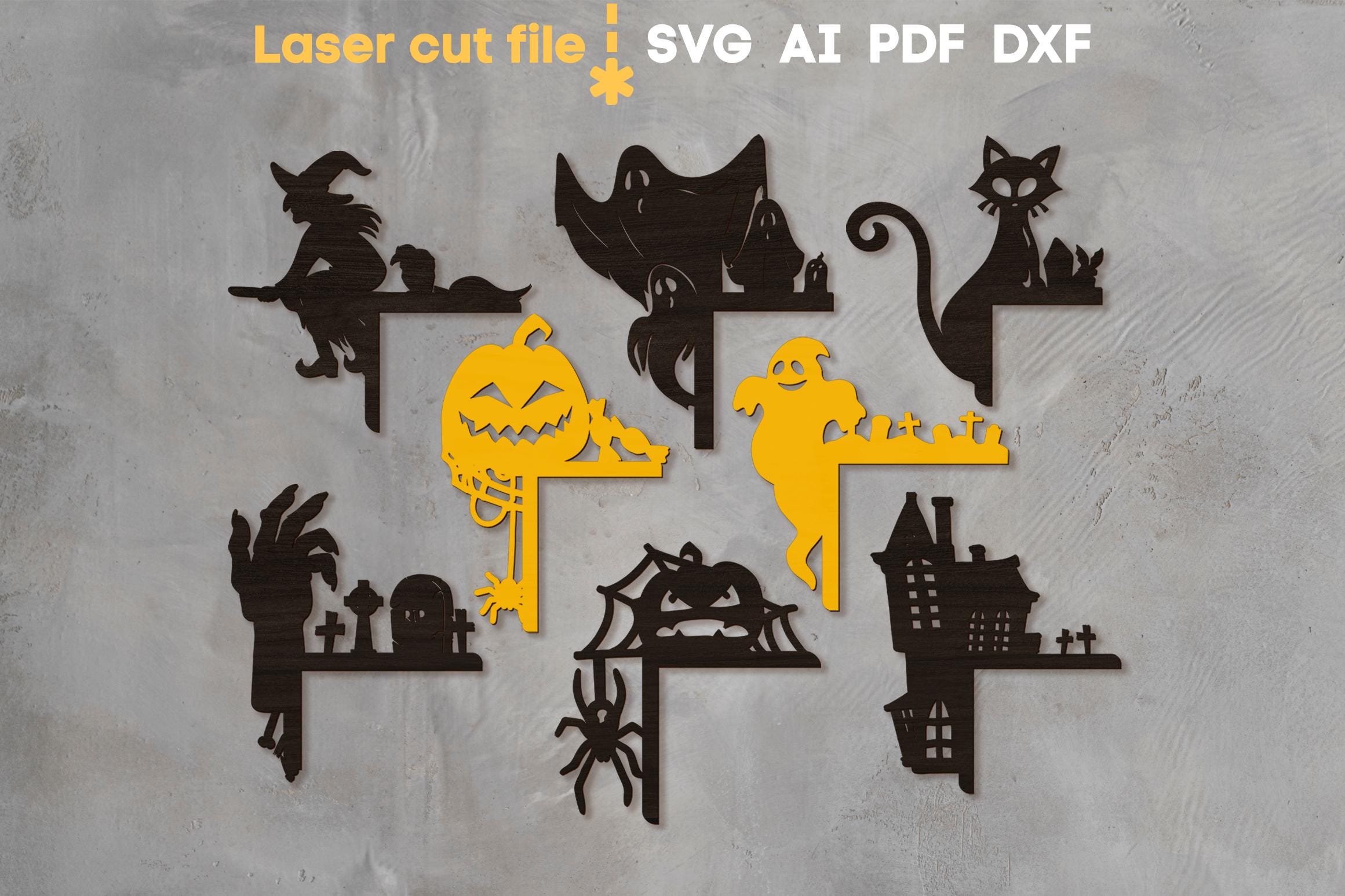 Halloween SVG. Laser Cut File for Glowforge, Cricut Door Corner Svg Dxf ...