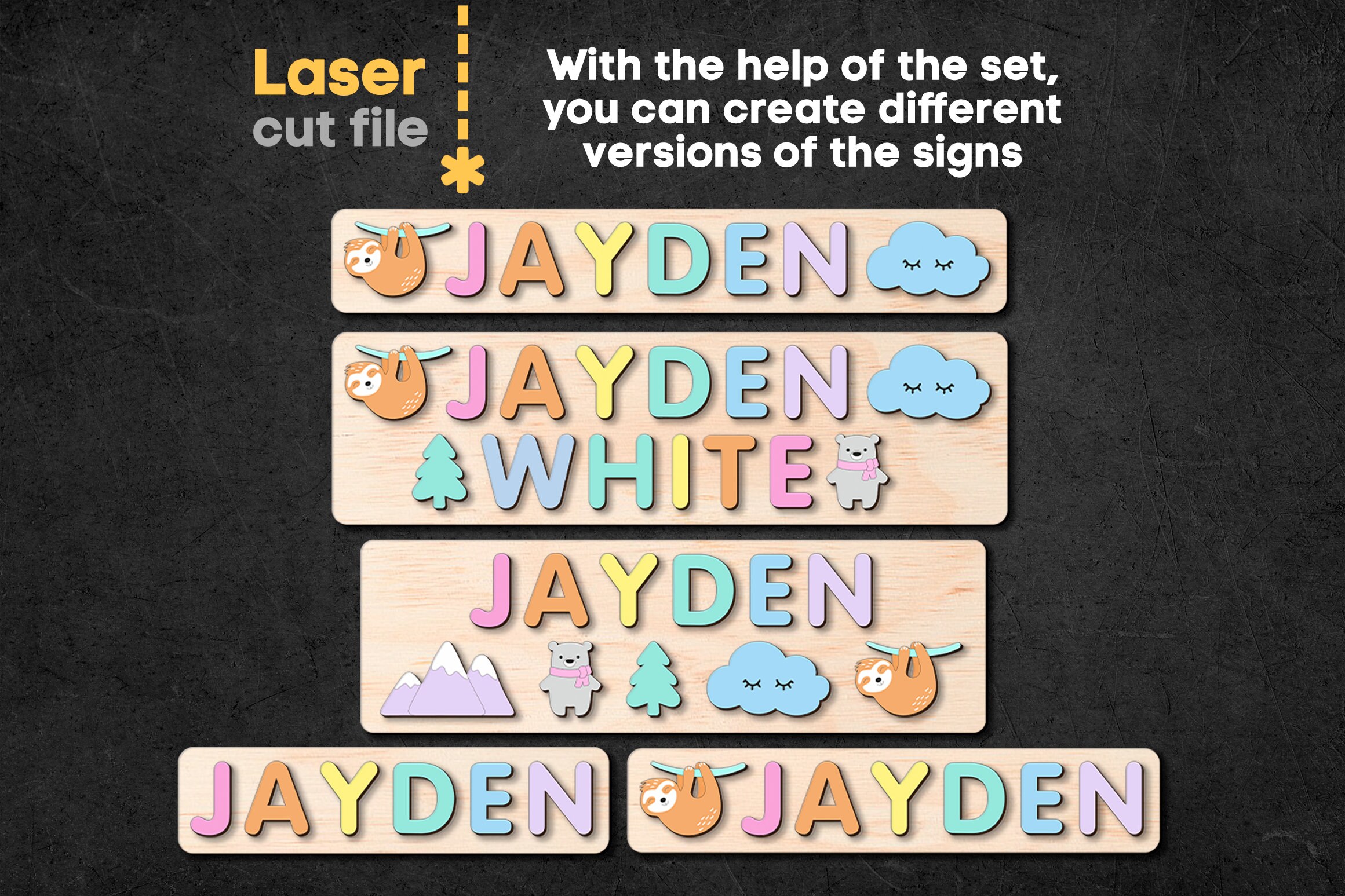 Baby Name Puzzle SVG Bundle. Laser Cut File for Glowforge, Alphabet ...