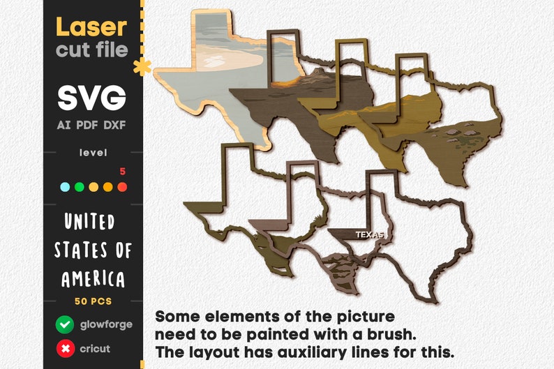 50 American States Bundle SVG. Laser Cut File for Glowforge - Etsy