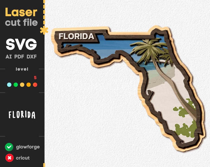 Florida SVG. Laser Cut File for Glowforge Cricut Silhouette, American ...