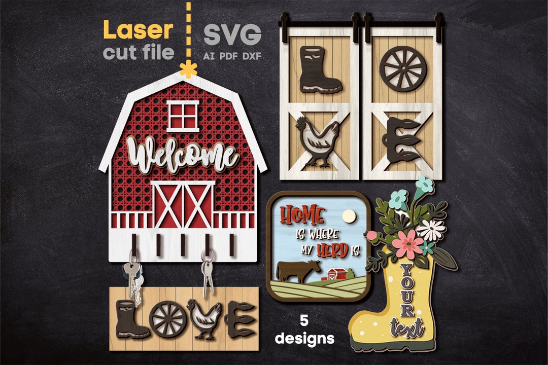 Farmhouse SVG Bundle. Laser Cut File for Glowforge Farm Barn Welcome ...