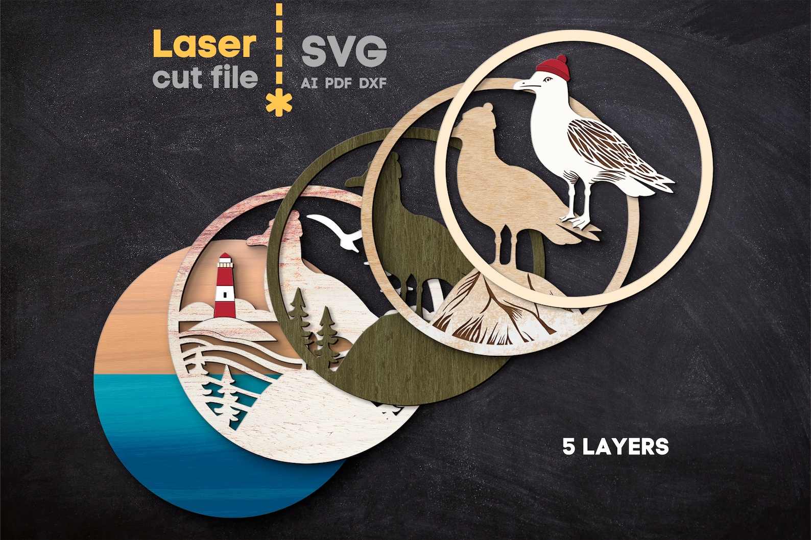 Seagull SVG. Laser Cut File for Glowforge, Ocean, Sea, Lighthouse ...