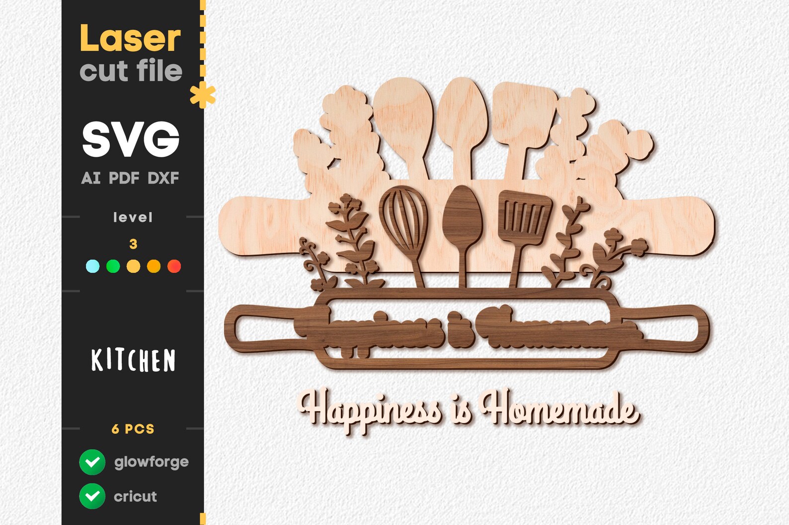 Kitchen Signs SVG Bundle. Laser Cut File for Glowforge Cricut | Etsy