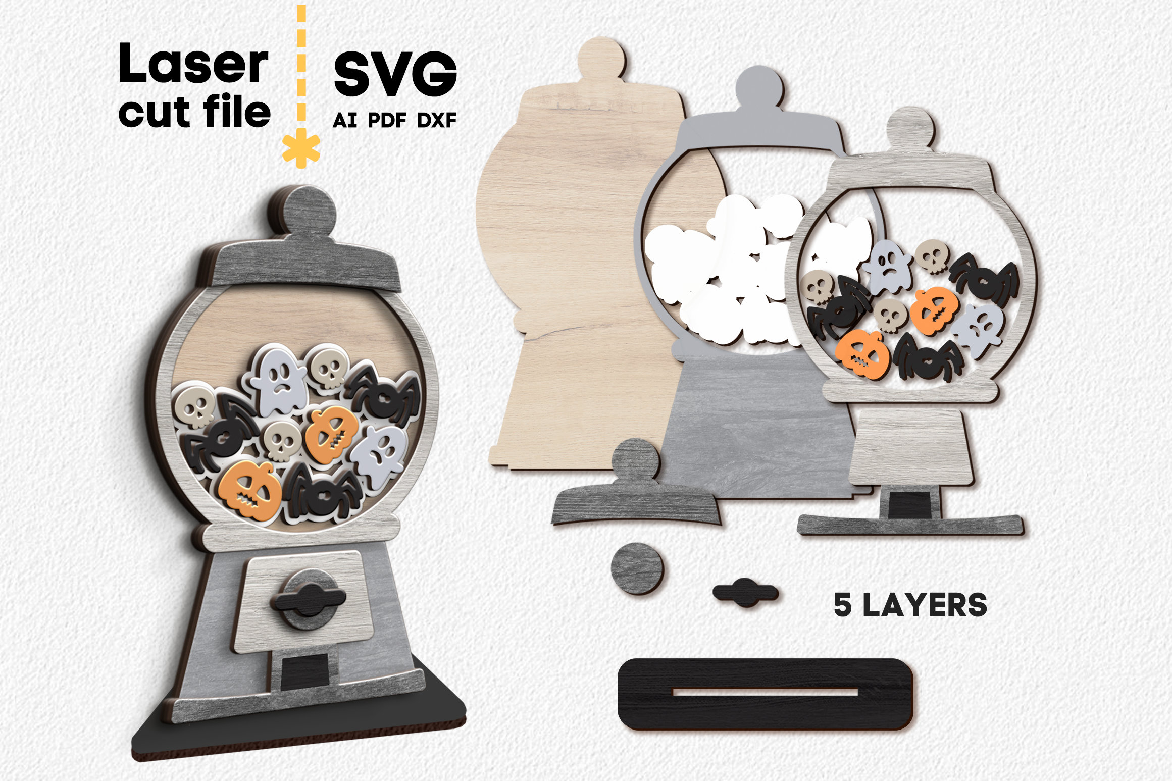 Gumball Machine SVG Bundle Laser Cut File for Glowforge - Etsy Canada