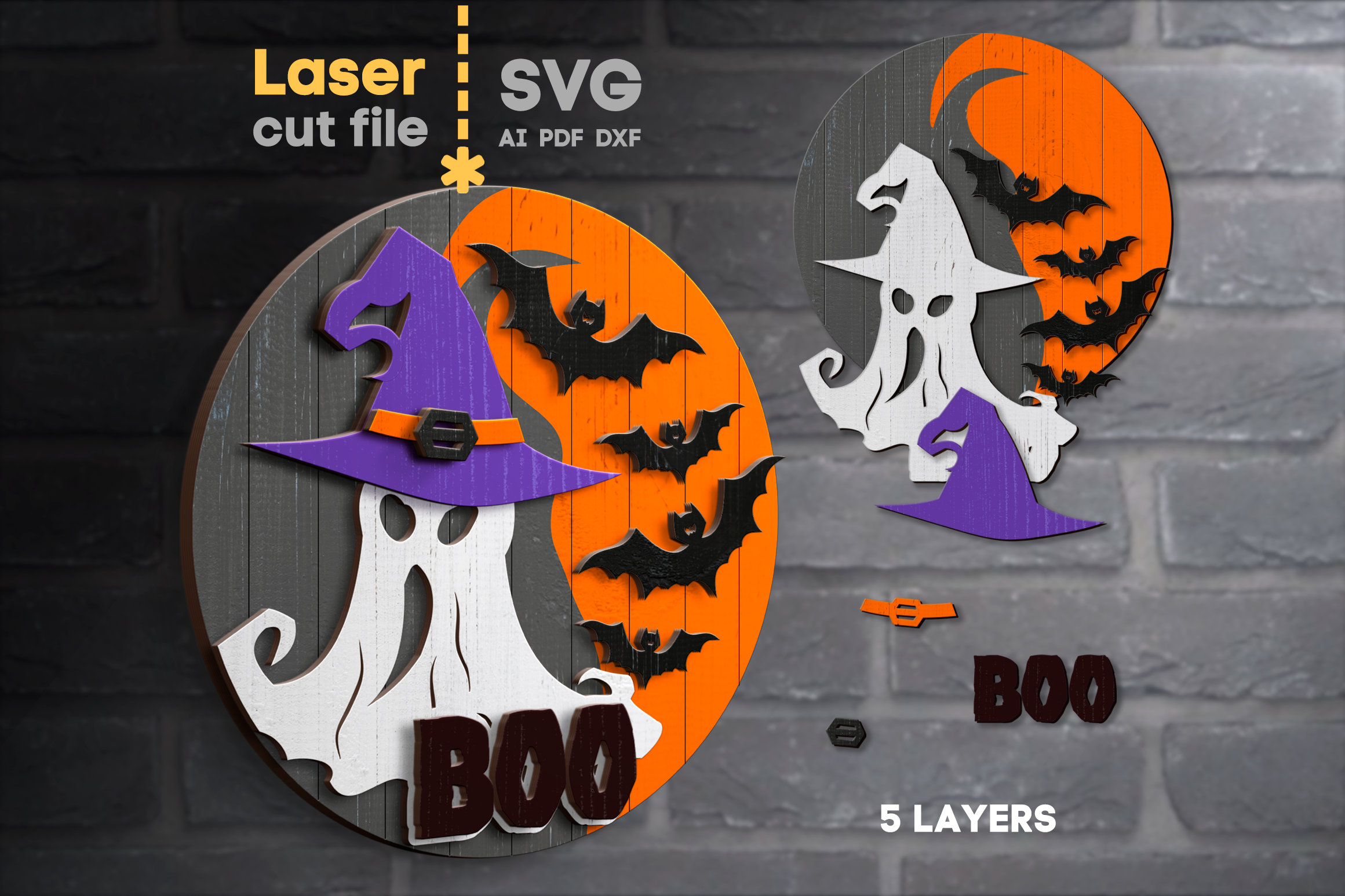 Halloween SVG Bundle. Laser Cut File for Glowforge, Bat Pumpkin Witch ...