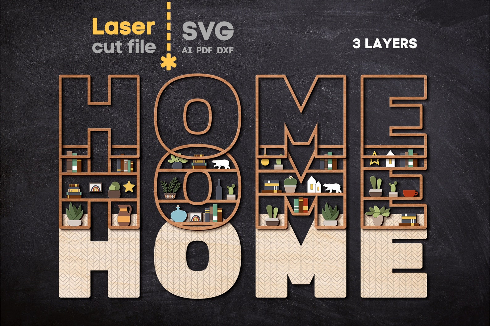 Home SVG. Laser Cut File for Glowforge, Letters Home Sign Shelf With ...