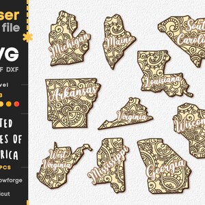 50 American States Bundle SVG. Laser Cut File for Glowforge Cricut ...
