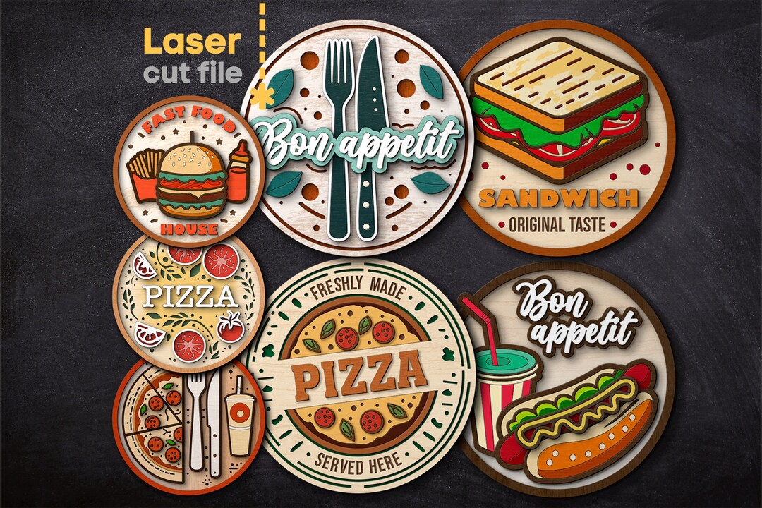 Fast Food SVG Bundle. Laser Cut File for Glowforge, Pizza Hot Dog ...