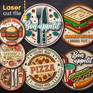 Fast Food SVG Bundle. Laser Cut File for Glowforge, Pizza Hot Dog ...