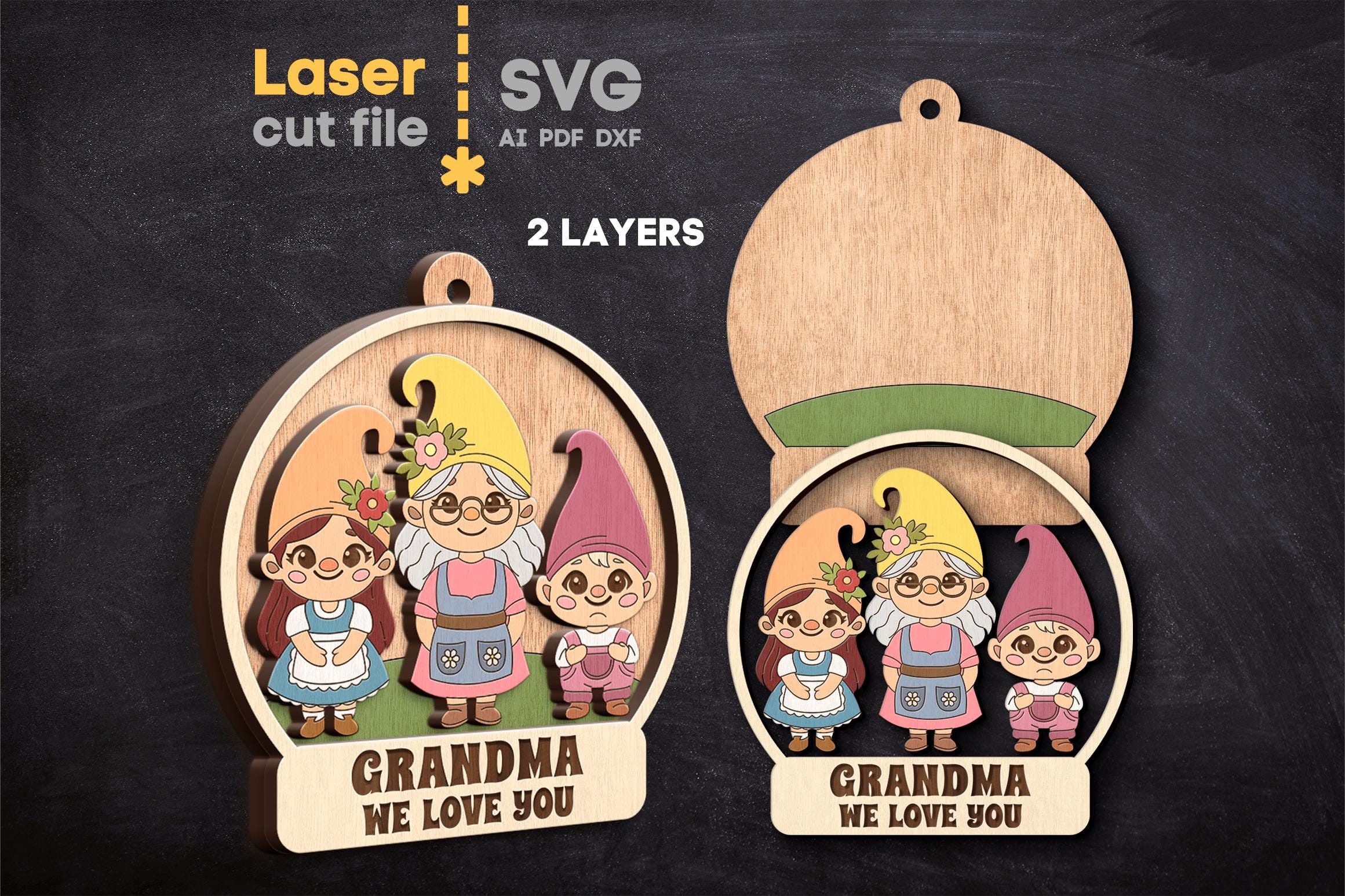 Gnome Family SVG Bundle. Laser Cut File for Glowforge, Grandma Grandpa ...