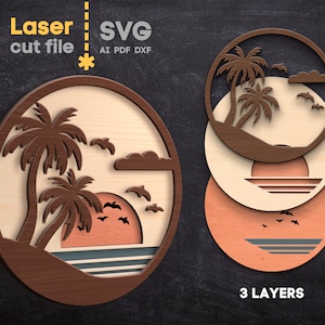 Summer Vibes SVG Bundle. Laser Cut File for Glowforge, Palm Cocktail ...