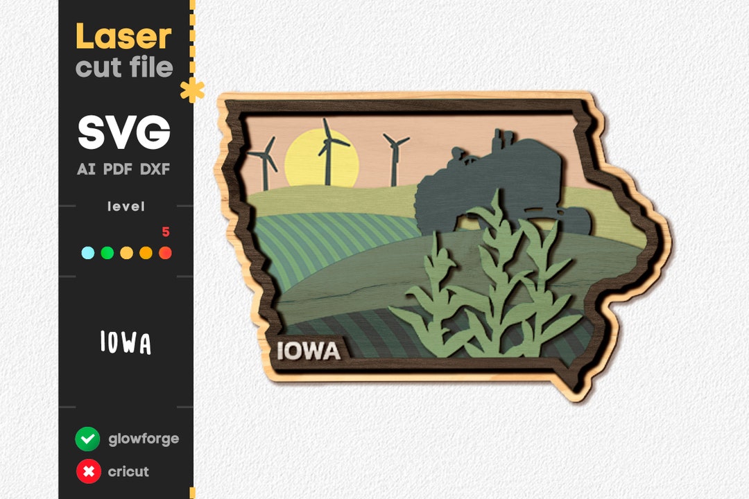Iowa SVG. Laser Cut File for Glowforge American States Svg - Etsy UK