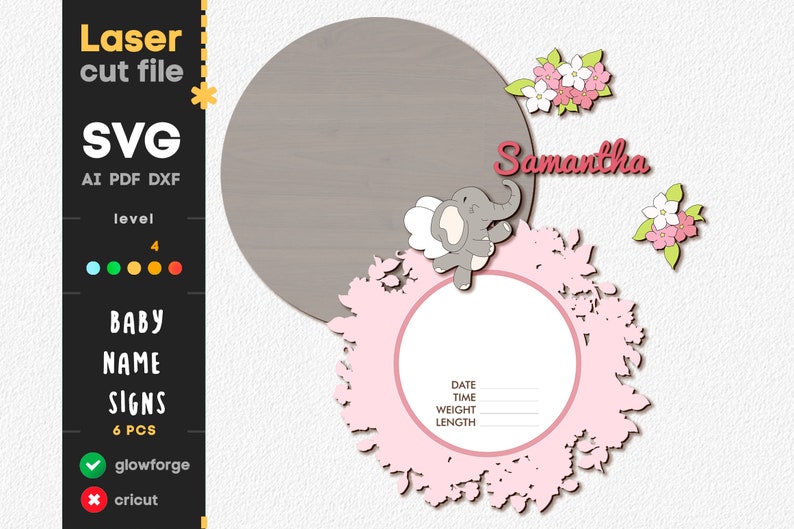 Baby Name Sign SVG Bundle. Laser Cut File for Glowforge - Etsy