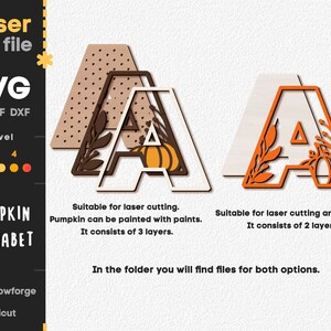 Pumpkin Alphabet SVG. Laser Cut File for Glowforge Cricut, Autumn Fall ...