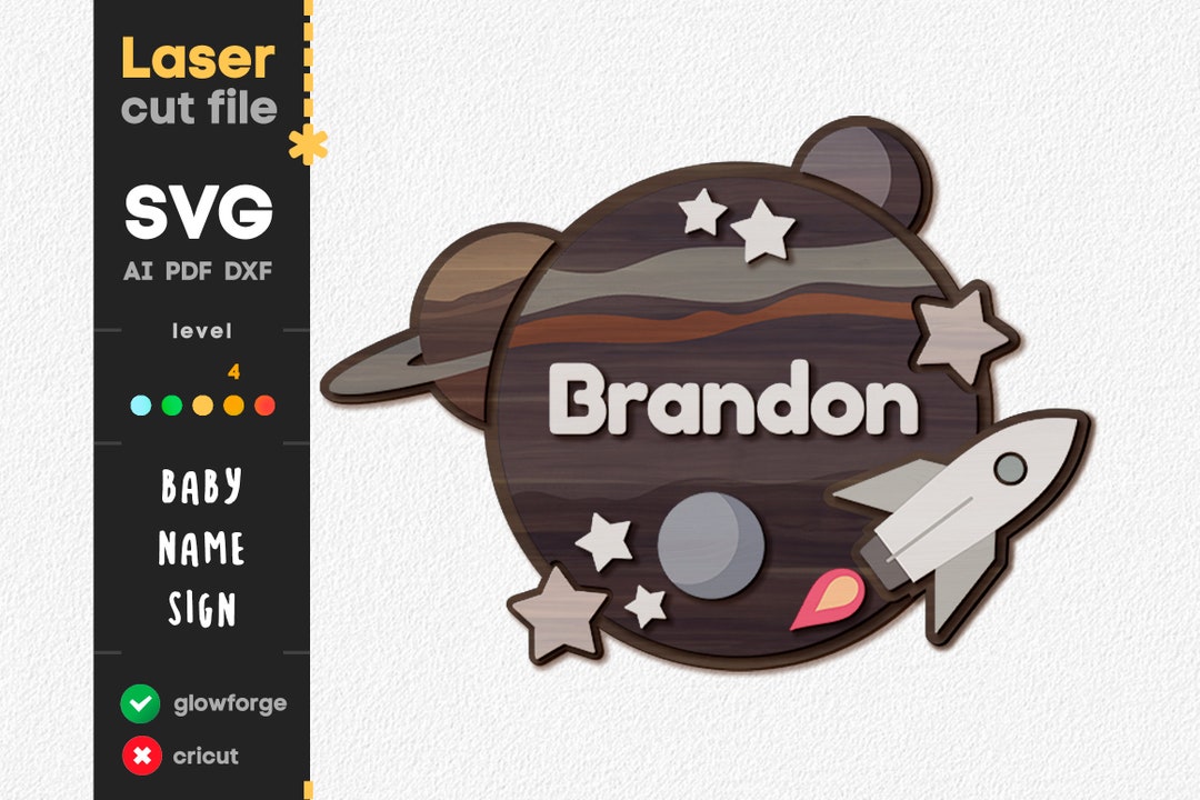 Space Baby Name Sign SVG. Laser Cut File for Glowforge - Etsy