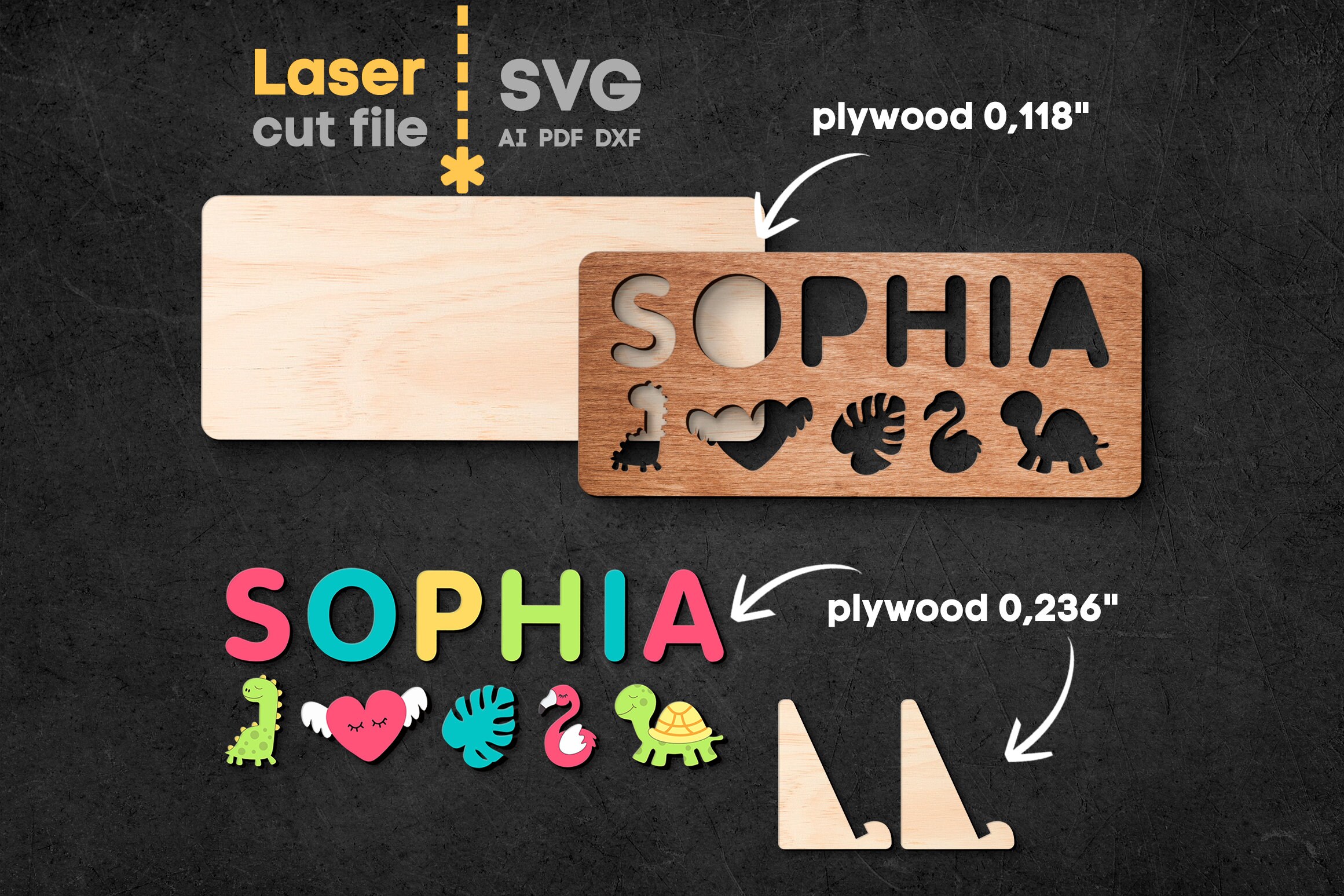Baby Name Puzzle SVG Bundle. Laser Cut File for Glowforge, Alphabet ...