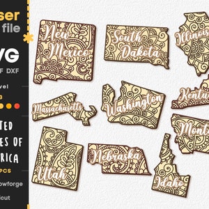 50 American States Bundle SVG. Laser Cut File for Glowforge Cricut ...