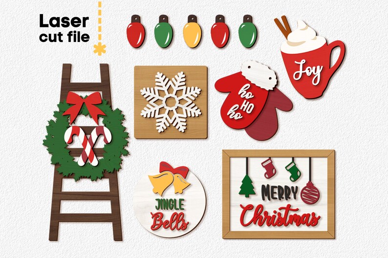 Merry Christmas Tiered Tray SVG. Laser Cut File for Glowforge - Etsy