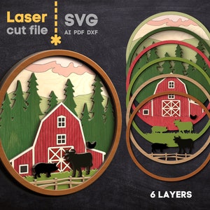 Barn House SVG. Laser Cut File for Glowforge, Farm Animal Cow Farmhouse ...