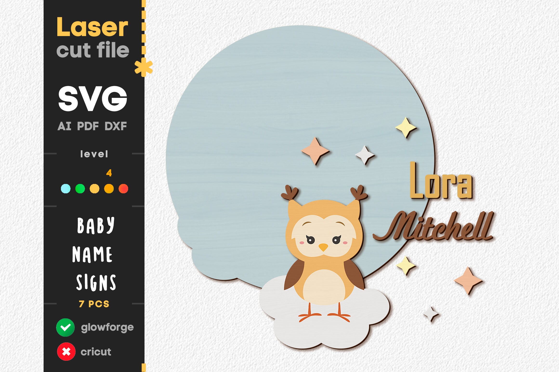 Baby Name Sign SVG Bundle. Laser Cut File for Glowforge Set - Etsy